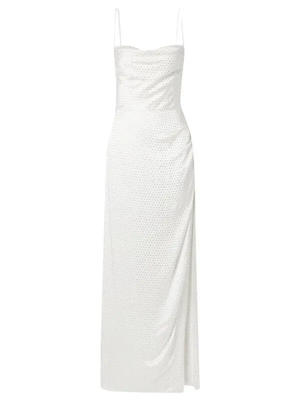 Retrofete Marlene Crystal-embellished Draped Maxi Dress - White