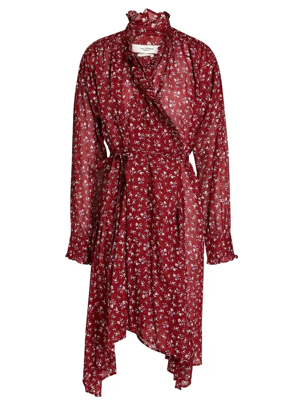 MARANT ETOILE Pamela Floral-print Wrap Dress - Brick