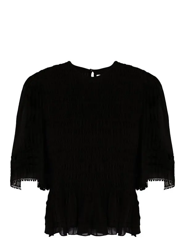 MARANT ETOILE Janette Crepon Peplum Top - Black
