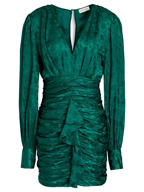 Ronny Kobo Carissa Floral-jacquard Mini Dress - Emerald