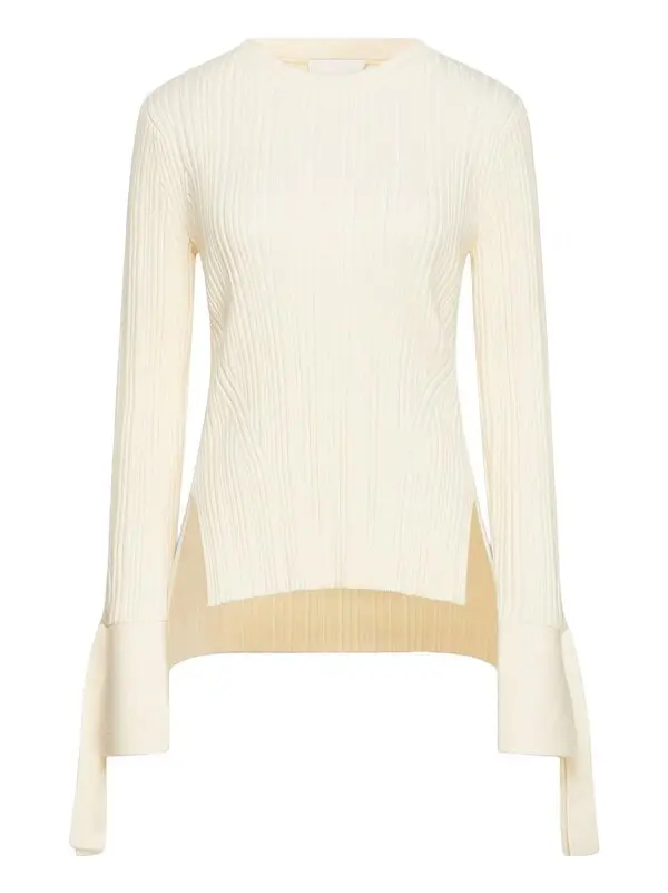 3.1 Phillip Lim Tie-detailed Ribbed Wool-blend Sweater - Ivory