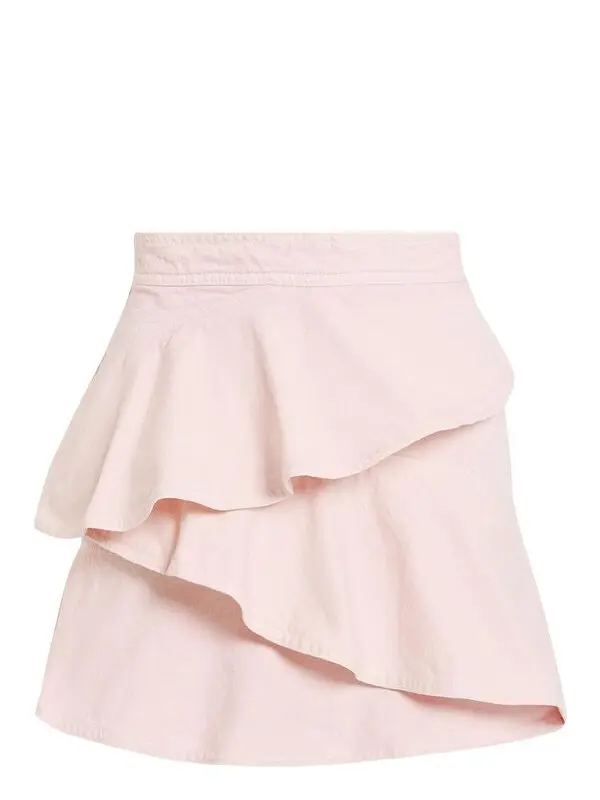 MARANT ETOILE Ruffled Denim Mini Skirt - Pastel Pink