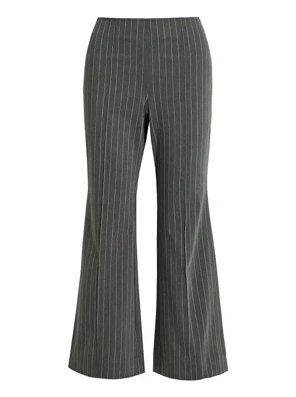 GANNI Pinstriped Twill Flared Pants - Anthracite