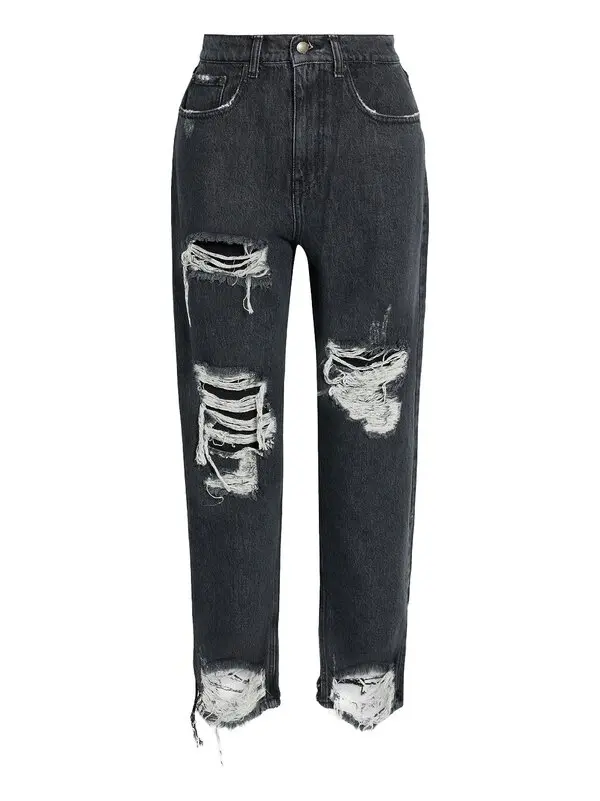 Retrofete Maggie Distressed High-rise Straight-leg Jeans - Black