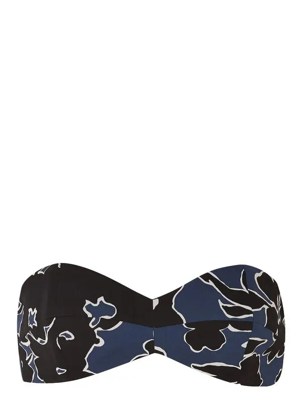 Michael Kors Floral-print Silk-georgette Bandeau Top - Blue