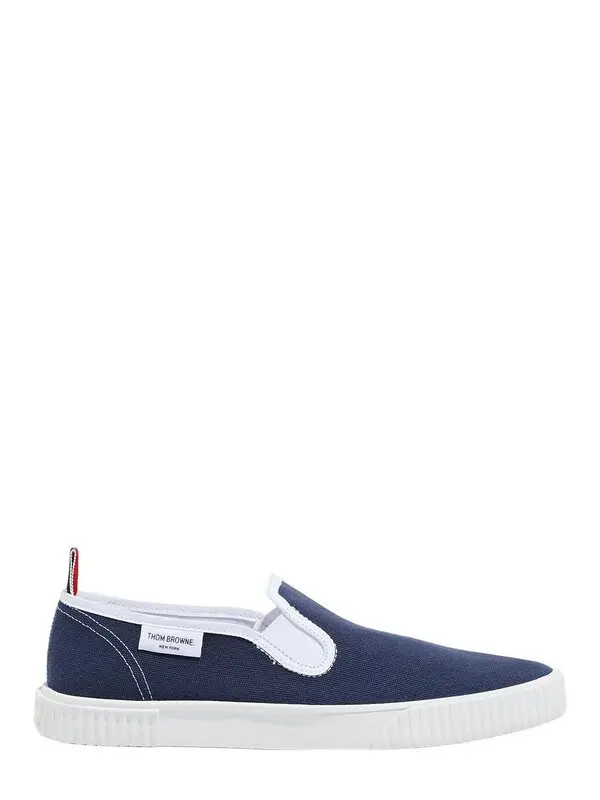 Thom Browne Canvas Slip-on Sneakers - Navy