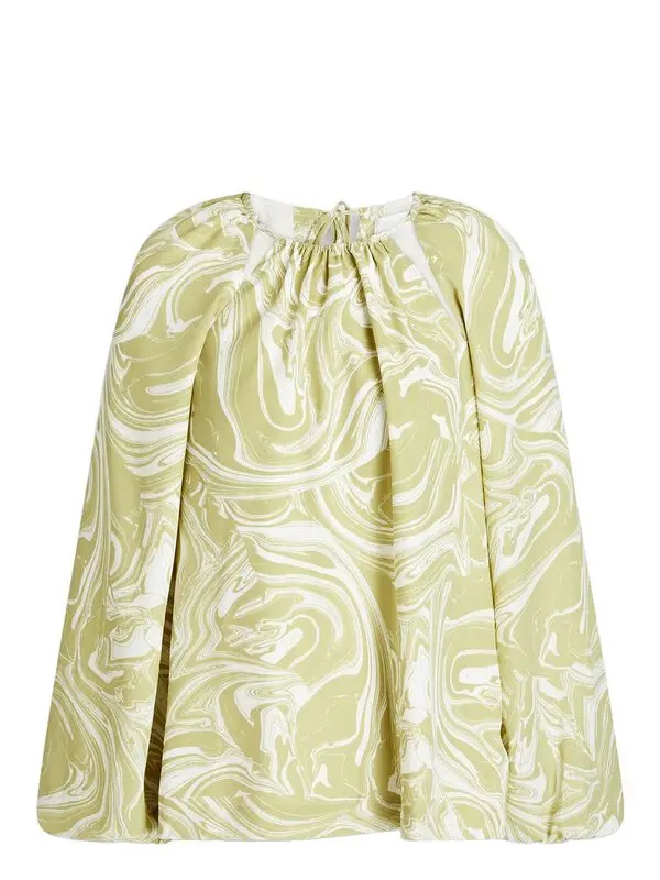 Simkhai Tia Gathered Printed Crepe Blouse - Light Green