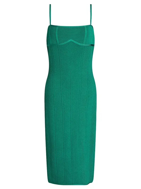 Herve Leger Ribbed Bandage Dress - Emerald