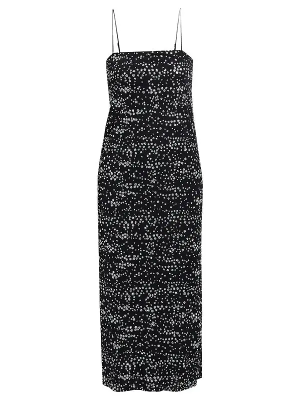 Tibi Glittered Jersey Midi Dress - Black