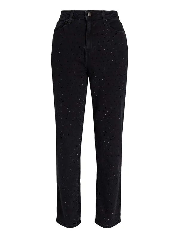 Simkhai Trevor Crystalembellished Highrise Straightleg Jeans - Black