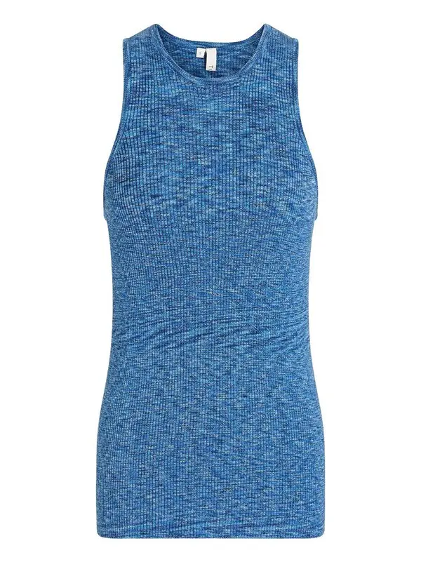 Tibi Ribbed Marled Cotton Tank - Light Blue