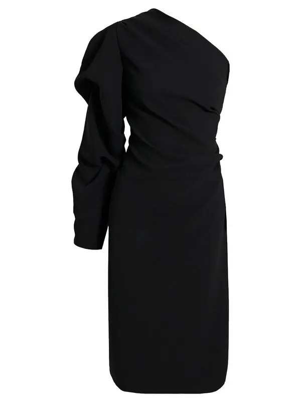 Dries Van Noten One-sleeve Ruched Crepe Dress - Black