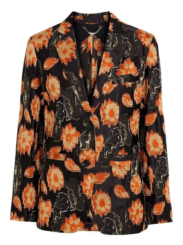 FERRAGAMO Floral-jacquard Blazer - Black