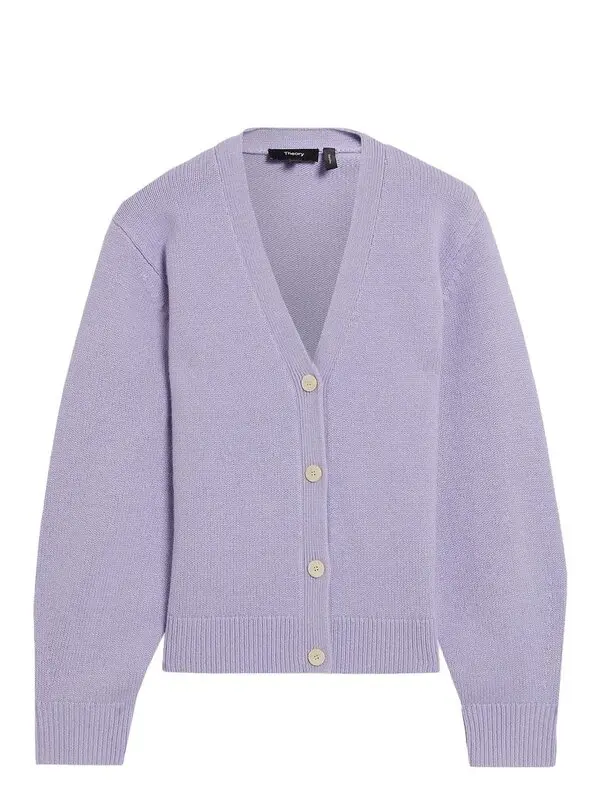 Theory Cashmere Cardigan With Ribbed Trims - Lavender