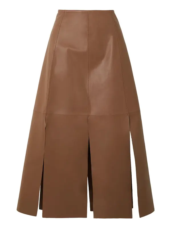 BY MALENE BIRGER Lunes Leather Midi Skirt - Brown
