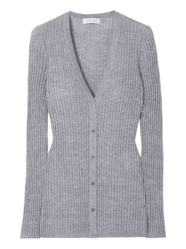 Gabriela Hearst Emma Pointelle-knit Cardigan - Gray