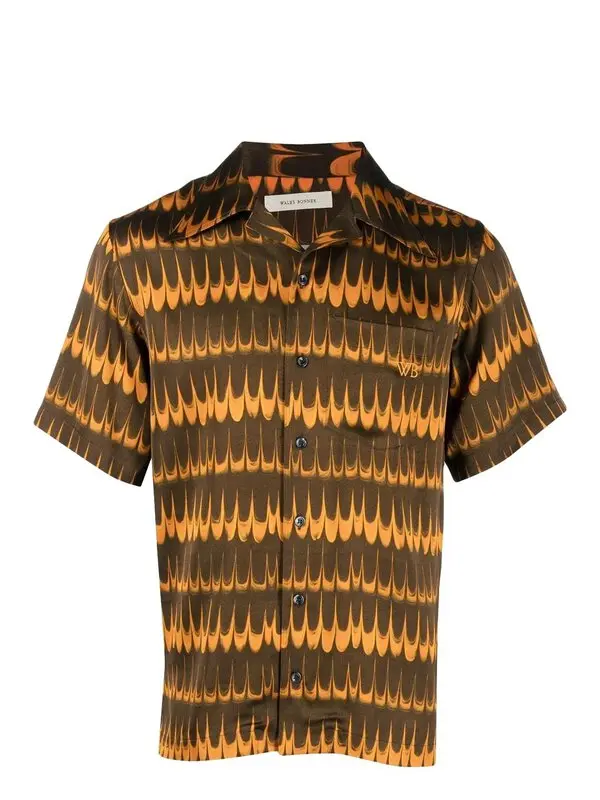 WALES BONNER Geometric-print Short-sleeve Shirt - Orange
