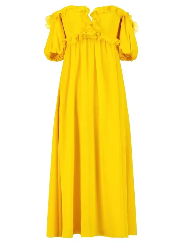 Giambattista Valli Ruffle-detail Off-shoulder Dress - Yellow