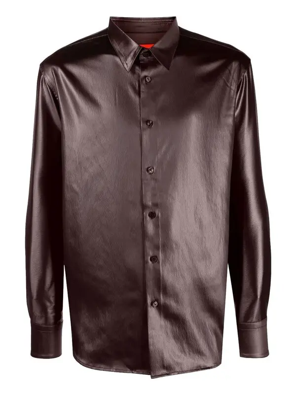 Eckhaus Latta Metallic Long-sleeve Shirt - Brown