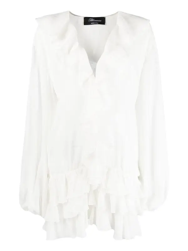 Blumarine Fil Coupé Ruffled Blouse - White