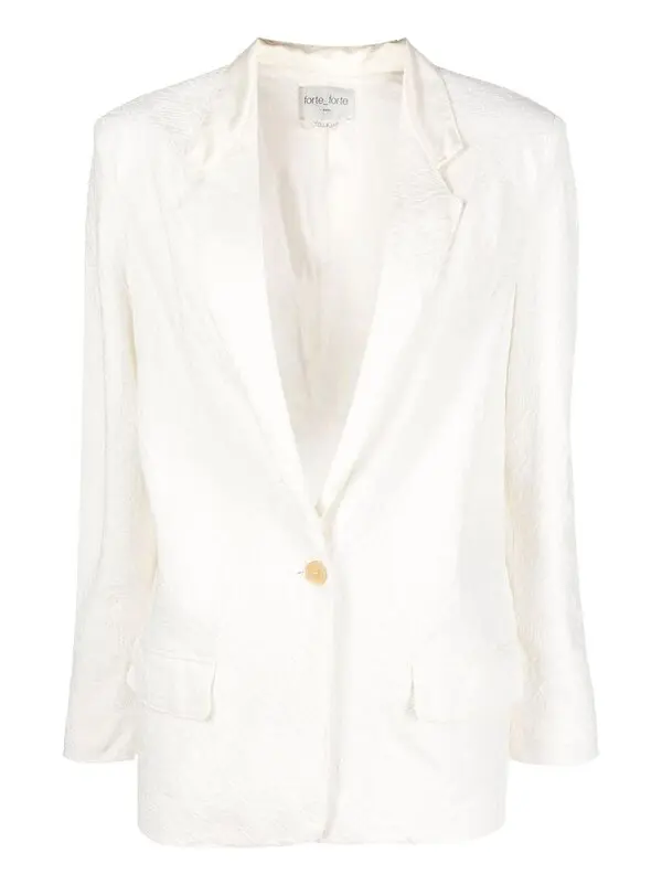 FORTE_FORTE Single-breasted Linen Blazer - White