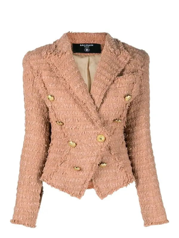 Balmain Double-breasted Tweed Jacket - Pink