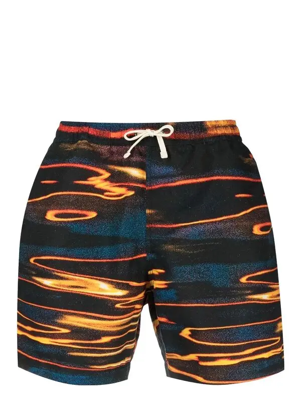 BLUE SKY INN Abstract-print Swim Shorts - Black