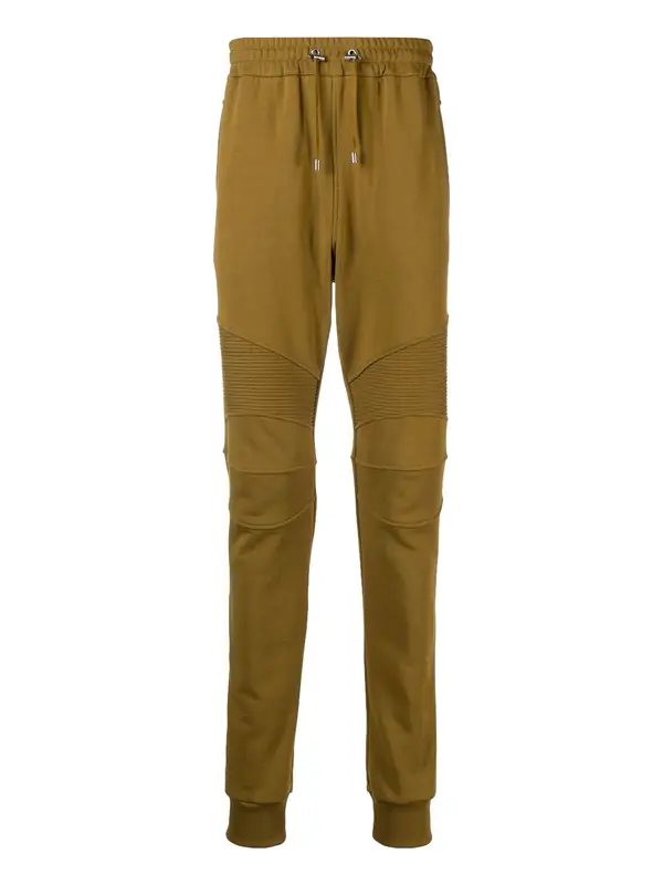 Balmain Flocked-logo Organic-cotton Track Trousers - Green
