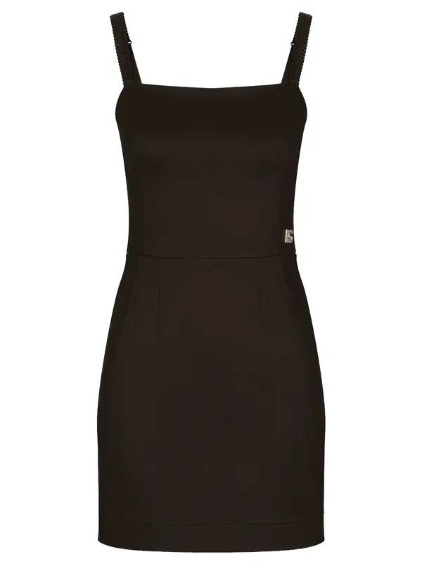 Dolce & Gabbana Logo Plaque Mini Dress - Black