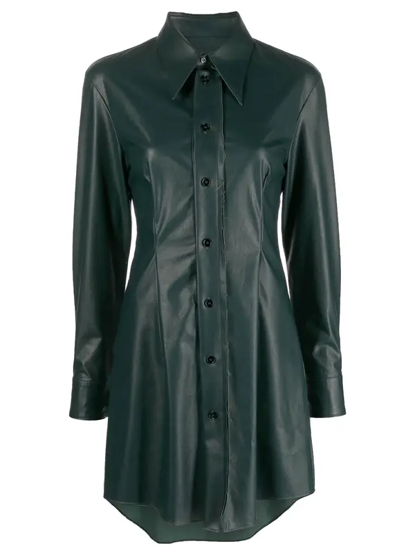 MAISON MARGIELA Faux-leather Shirt Dress - Green