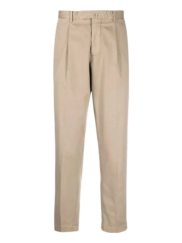 DELL'OGLIO Pleat-detail Tapered-leg Chinos - Neutrals
