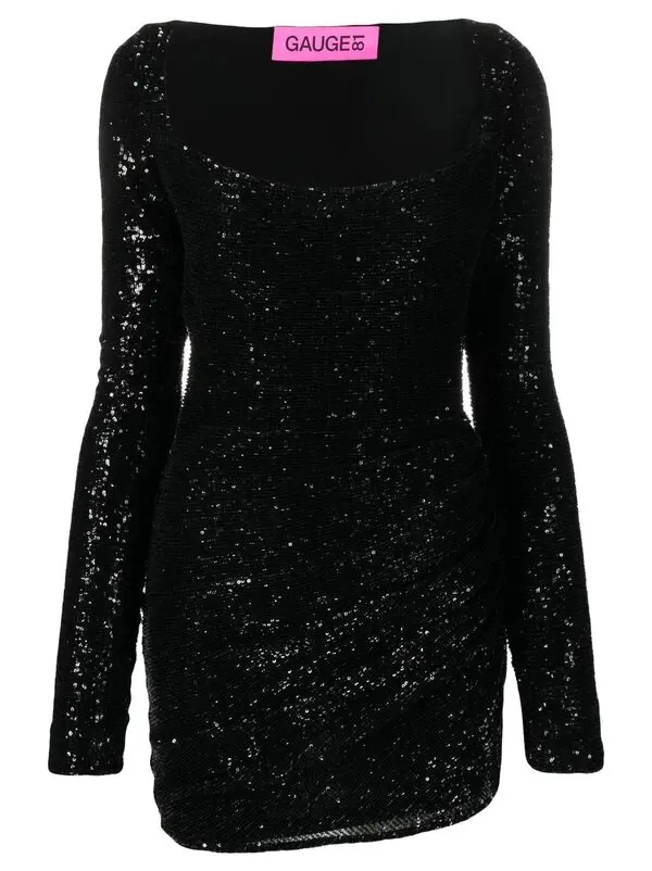 Gauge81 Sequin-embellished Long-sleeve Minidress - Black