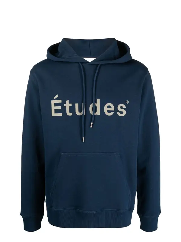ÉTUDES STUDIO Logo-print Organic Cotton Hoodie - Blue