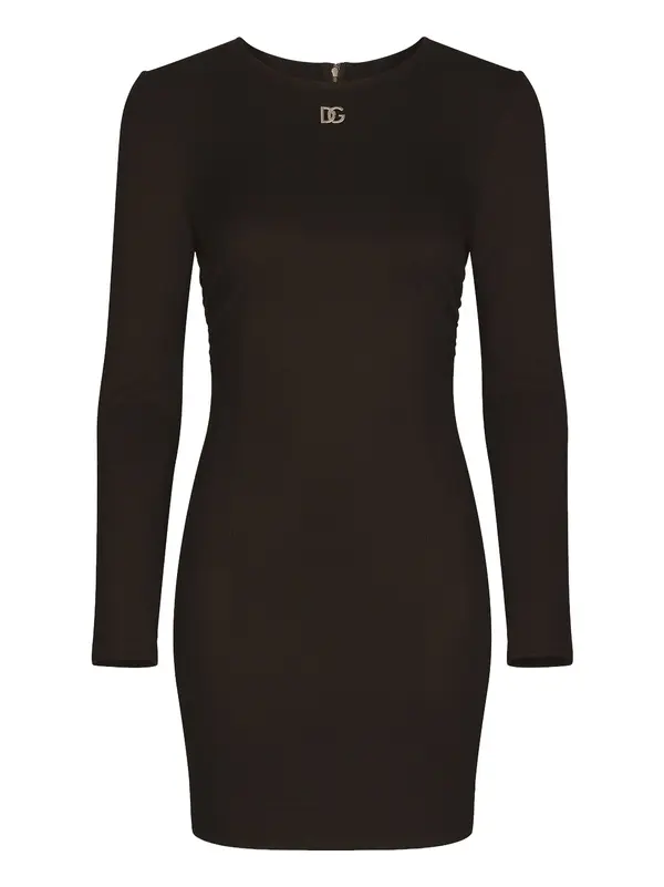 Dolce & Gabbana Dg-logo Milano-rib Minidress - Black