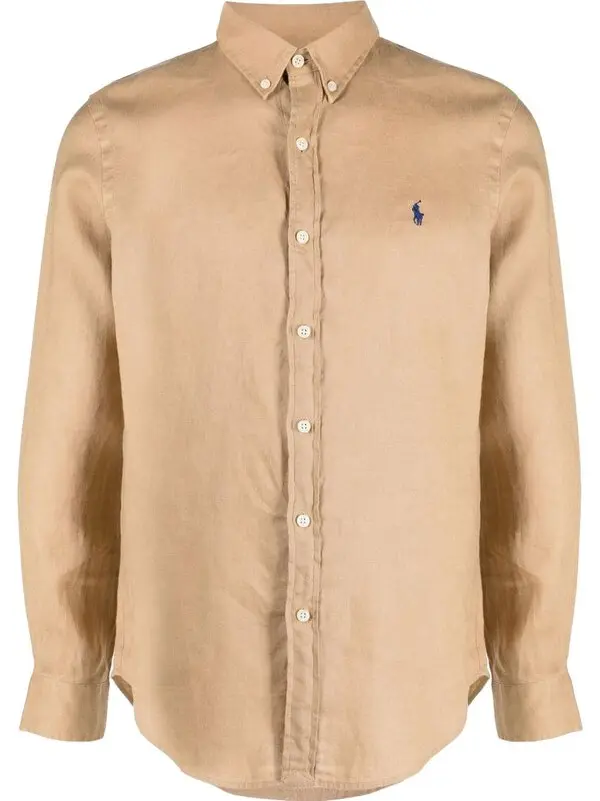 Polo Ralph Lauren Logo-embroidery Linen Shirt - Brown