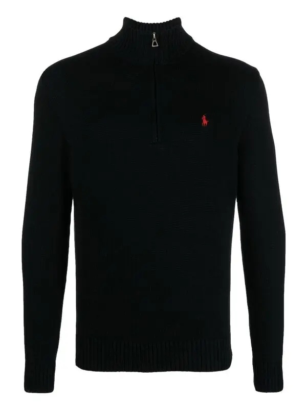 Polo Ralph Lauren Cotton Pullover With Zip - Black