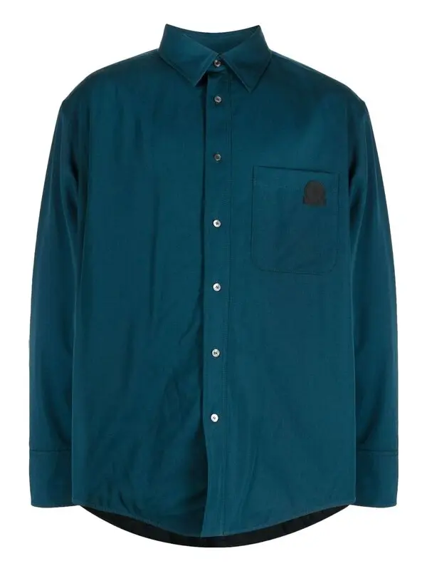 LANVIN Box-pleat Long-sleeved Shirt - Blue
