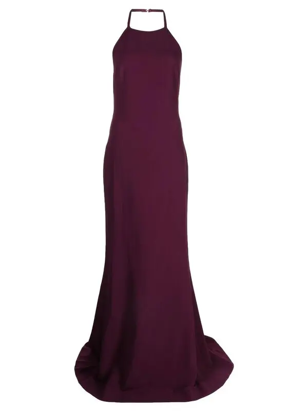Elie Saab Silk Crepe Halterneck Gown - Purple