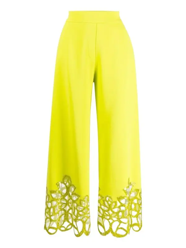 Elie Saab Embroidered Detail Cropped Trousers - Green