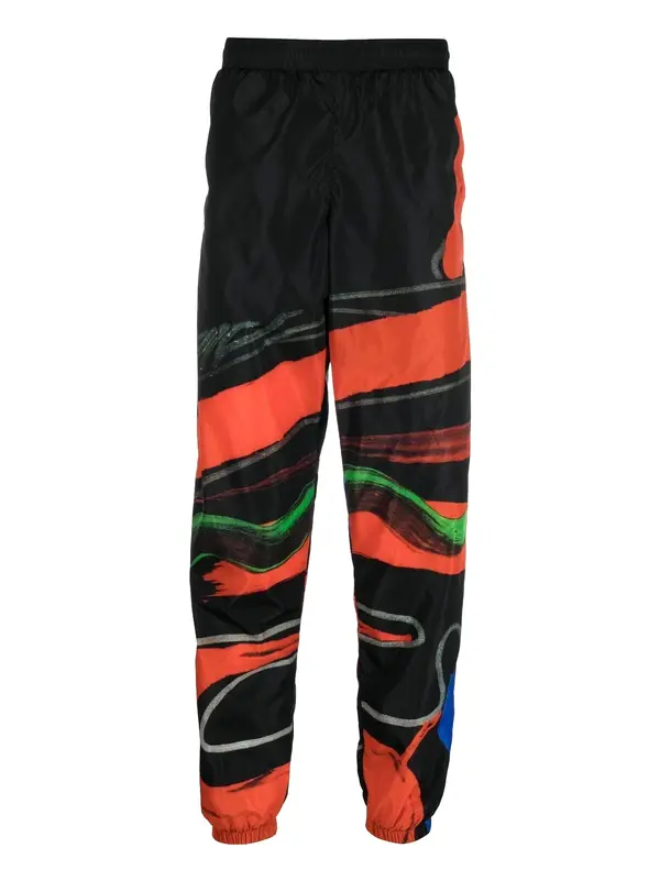 Moschino Abstract-print Track Pants - Black