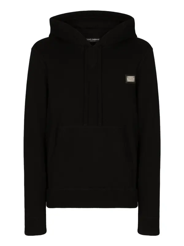 Dolce & Gabbana Logo-tag Wool-cashmere Hoodie - Black