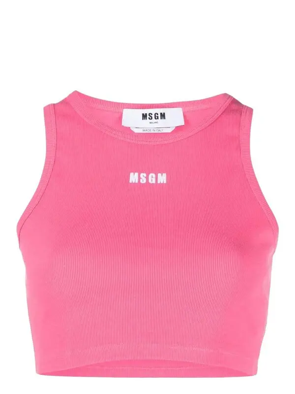 MSGM Logo Cropped Tank Top - Pink