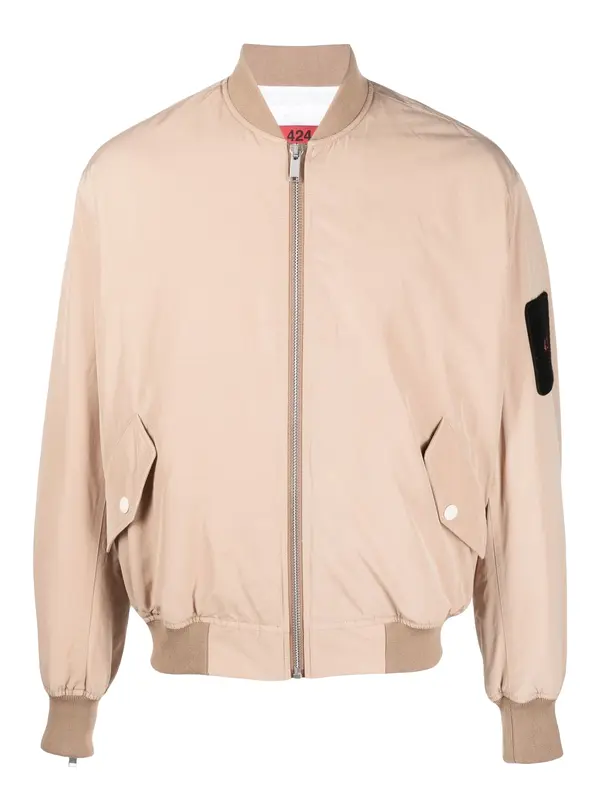 424 Logo-patch Quilted Bomber Jacket - Neutrals