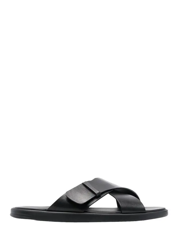 DOUCAL'S Open-toe Leather Sandals - Black
