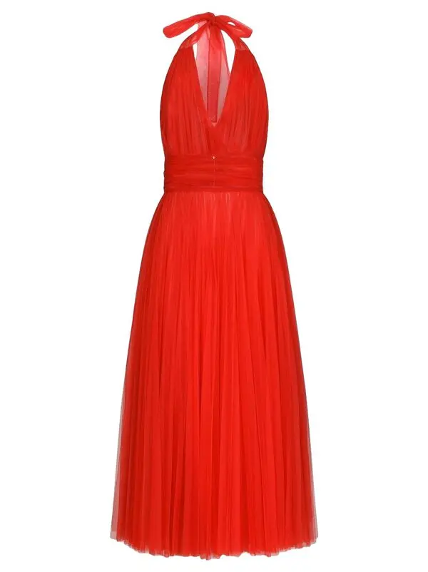 Dolce & Gabbana Tulle Halterneck Midi Dress - Red