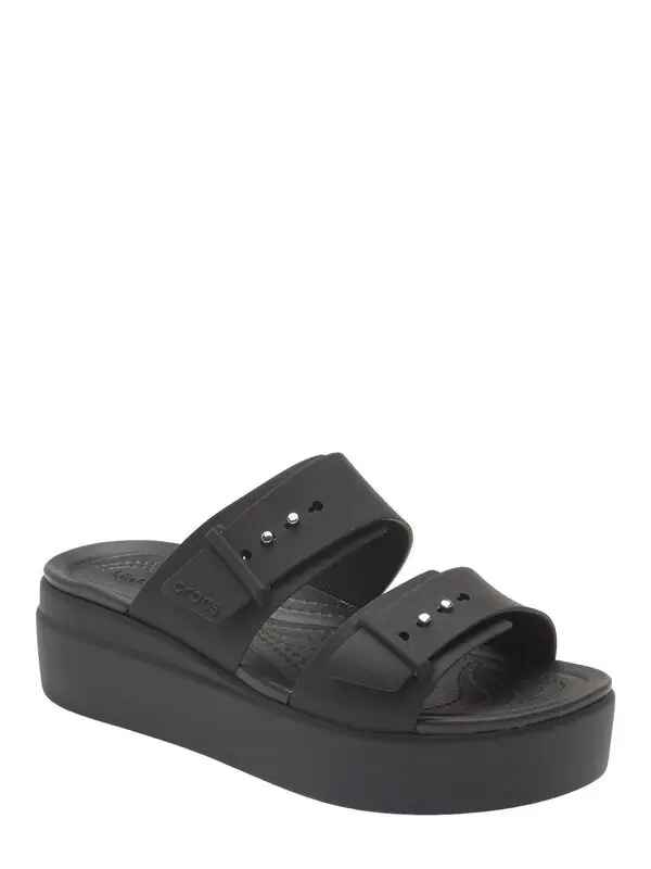 CROCS Brooklyn Wedge Slide Sandal - Black