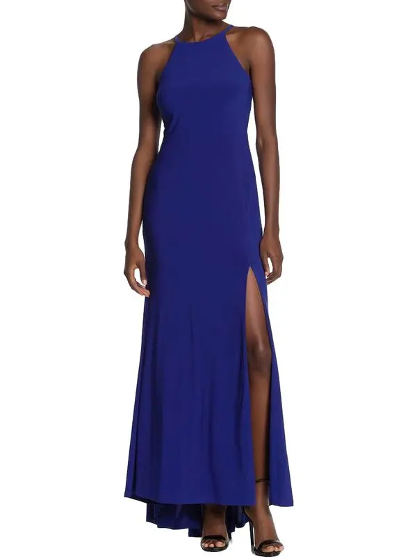 JUMP APPAREL Halter Neck Trumpet Gown - Cobalt