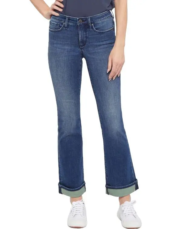 NYDJ Barbara Cuffed Ankle Bootcut Jeans - Bluewell