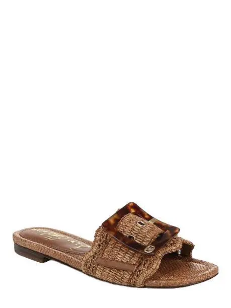 Sam Edelman Bambi Raffia Buckle Slide Sandal - Cuoio