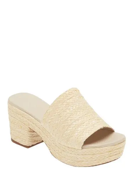 CHOCOLAT BLU Raffia Platform Slide Sandal - Cream Raffia